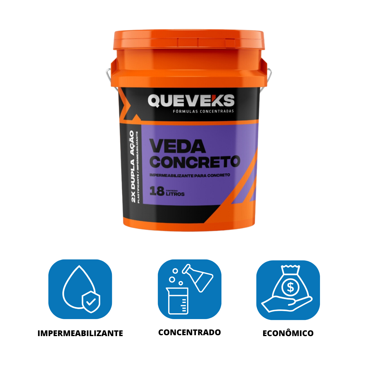 Impermeabilizante para Concreto Veda Concreto Queveks 18 Litros